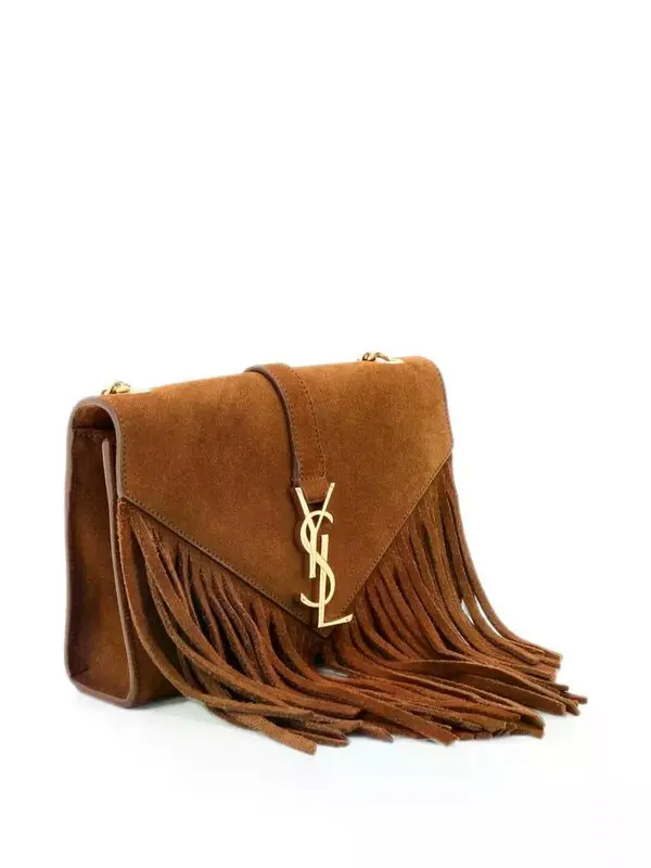 Saint Laurent Monogram Fringe Suede Small Crossbody Bag