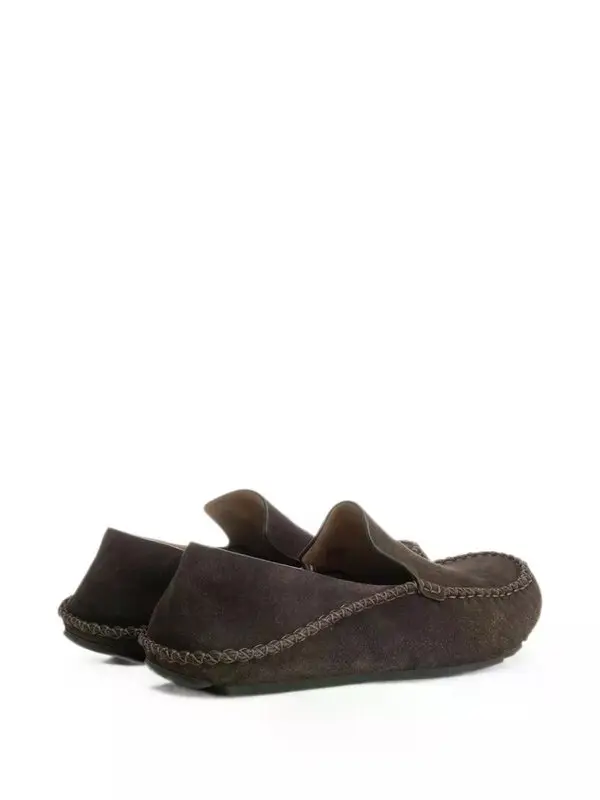 Loewe Rambla Driving Loafers In Suede Calfskin - Brown