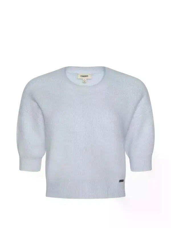 L'Agence Guinevere Ribbed Knit Short-sleeve Sweater