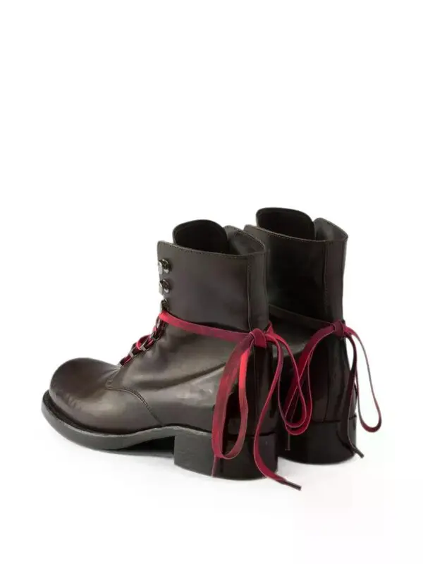 Prada Leather Laced Booties - Brown