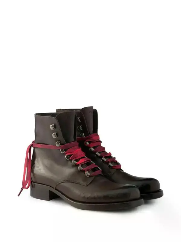 Prada Leather Laced Booties