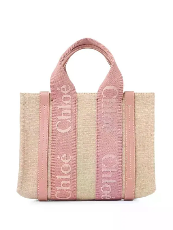 Chloé Small Woody Tote Bag In Linen - Neutrals