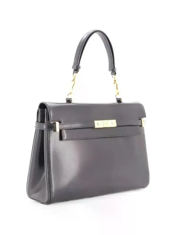 Saint Laurent Manhattan Top Handle Flap Bag Leather Medium Satchel