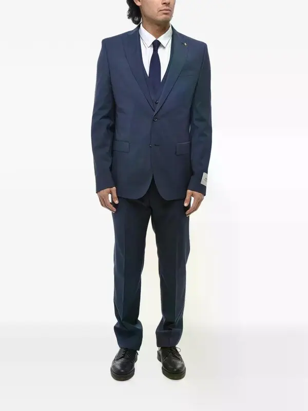 Corneliani Logo-patch Three-piece Wool Suit