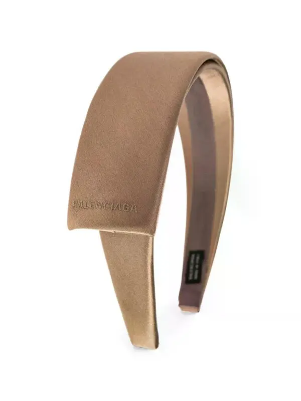 Balenciaga Logo-embroidered Satin-finish Headband - Neutrals