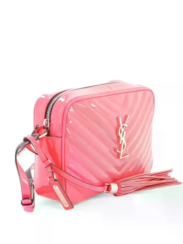 Saint Laurent Lou Camera Bag Matelassé Chevron Patent Small Crossbody Bag - Pink
