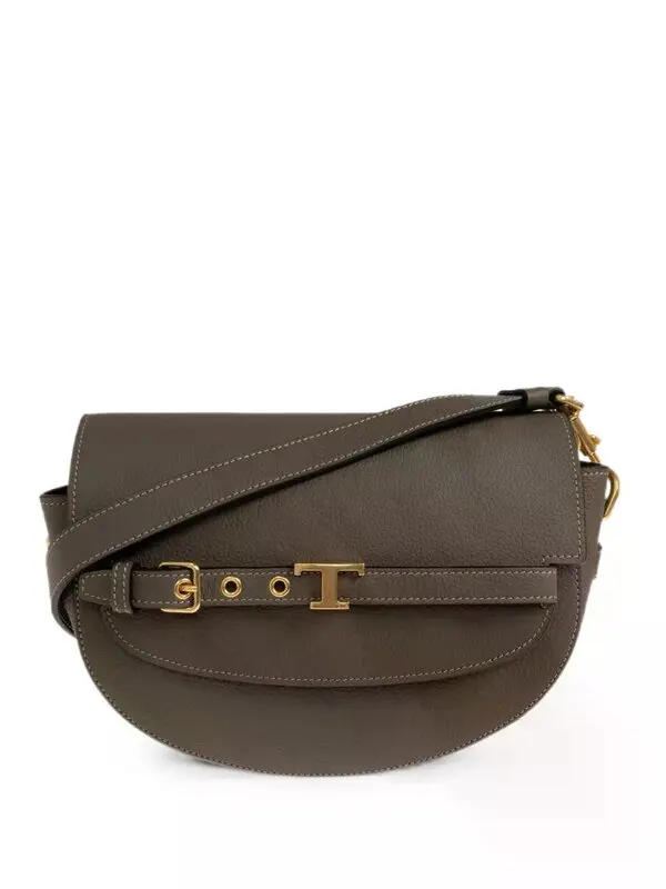 TOD'S T Signature Crossbody Bag In Leather Mini - Grey