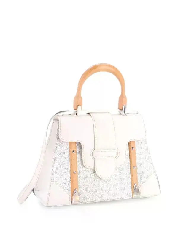 Goyard Saigon Top Handle Bag In Coated Canvas And Leather - White