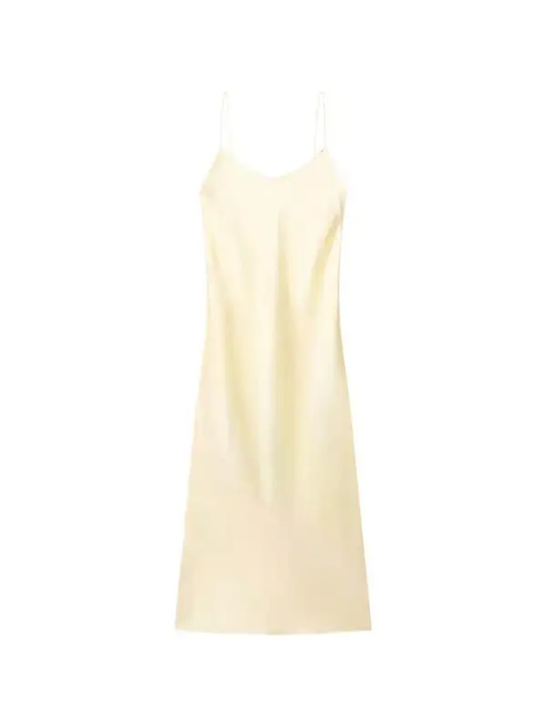 Another Tomorrow Satin-finish Spaghetti-strap Maxi Dress