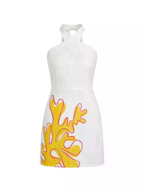 CALA DE LA CRUZ Veneta Coral-print Mini Dress - White