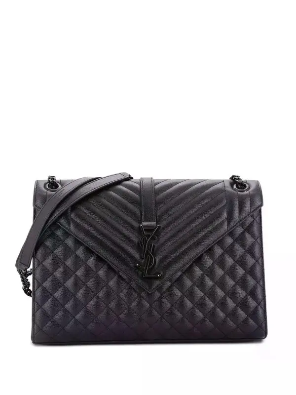 Saint Laurent Classic Monogram Envelope Satchel - Black