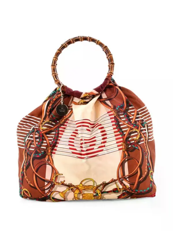Gucci Bamboo Handle Printed Silk Maxi Tote Bag