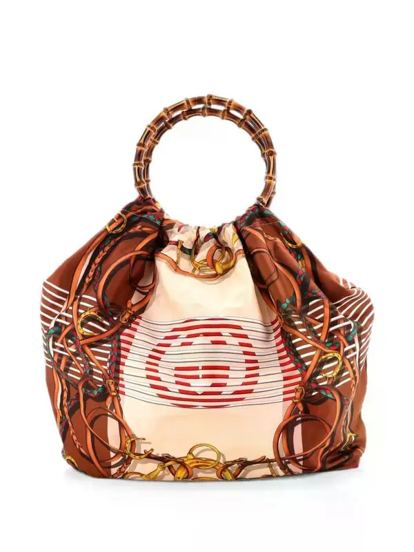 Gucci Bamboo Handle Printed Silk Maxi Tote Bag