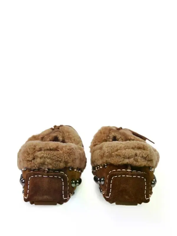 STRATEGIA SHOES Studded Shearling-lined Loafers
