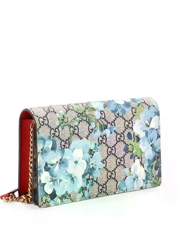 Gucci Blooms Print Gg Coated Canvas Chain Wallet - Multicolour