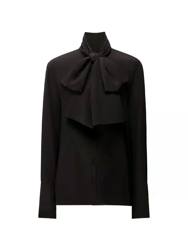 Another Tomorrow Signature Bow Blouse - Black
