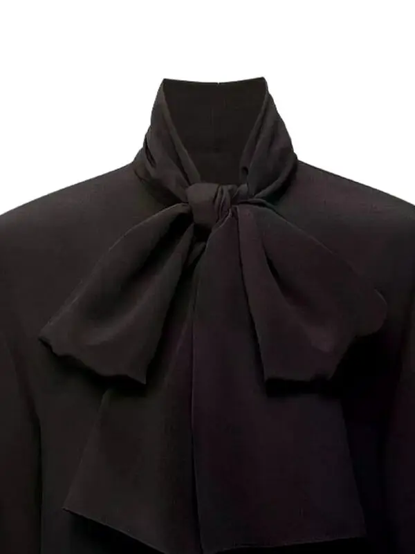 Another Tomorrow Signature Bow Blouse - Black