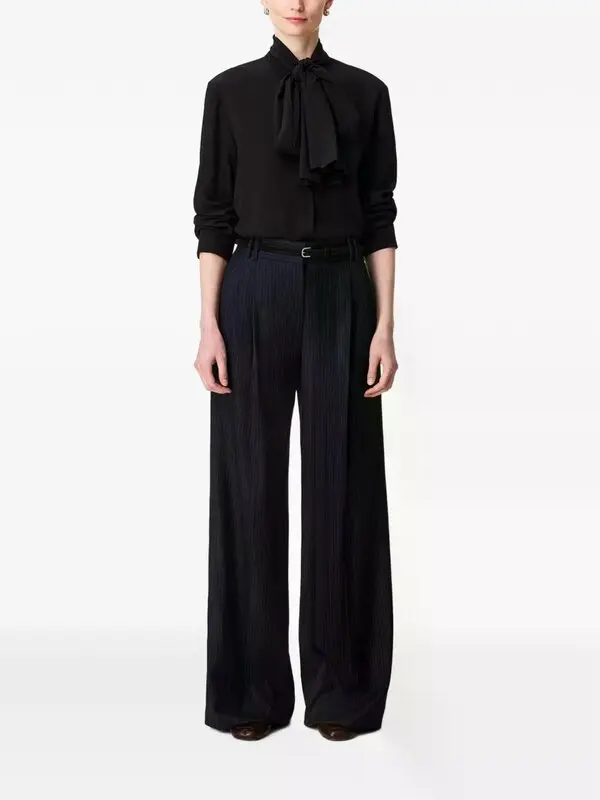 Another Tomorrow Signature Bow Blouse - Black