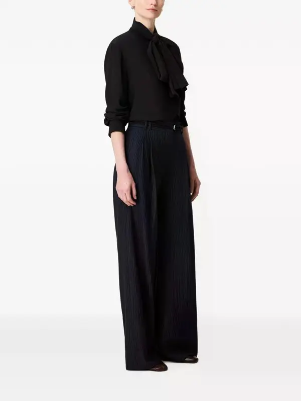 Another Tomorrow Signature Bow Blouse - Black