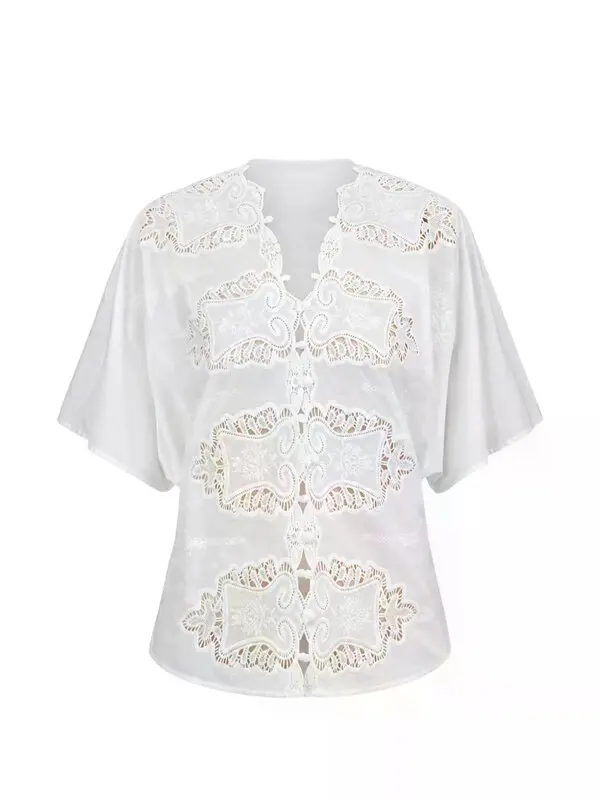 CISSA Femme Embroidered-lace Blouse - White