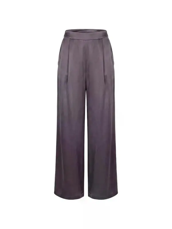 Avant Toi Pleated Satin Palazzo Pants - Grey