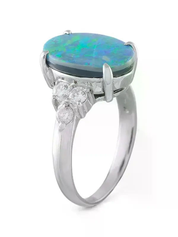LB EXCLUSIVE Platinum Opal And Diamond Ring - Silver