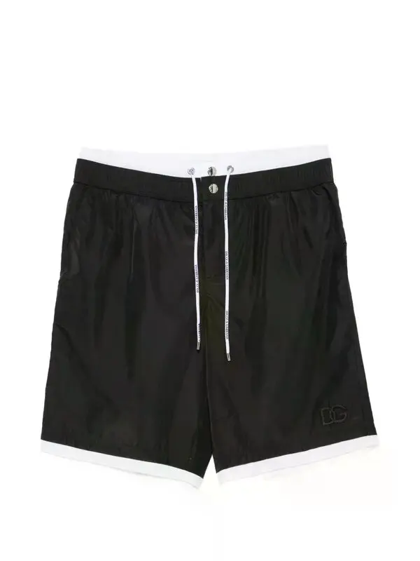 Dolce & Gabbana Logo-patch Drawstring Swim Shorts - Black