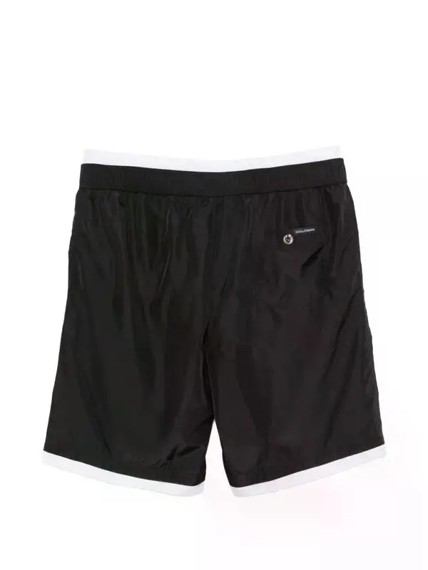 Dolce & Gabbana Logo Patch Drawstring Swim Shorts - Black