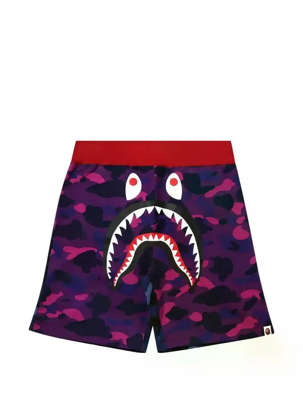 A BATHING APE Crazy Camo Shark Shorts - Purple