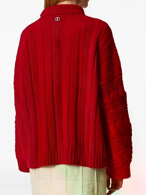 TWINSET Cable Knit Turtleneck Sweater