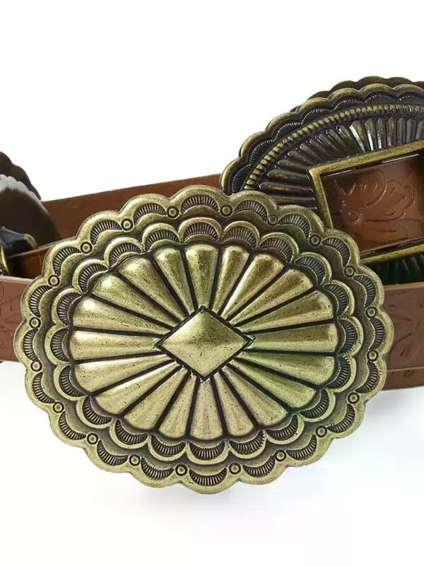 The Great. Embossed Concho Belt - Brown