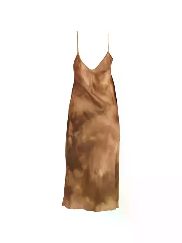 Masnada Tie-dye Sleeveless Midi Dress - Brown