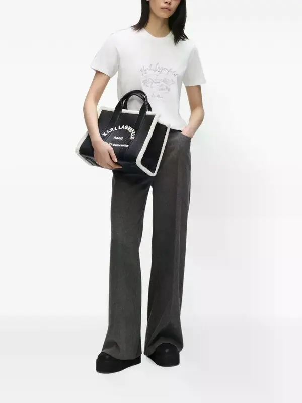 Karl Lagerfeld Medium Rue St-guillaume Shearling Square Tote Bag