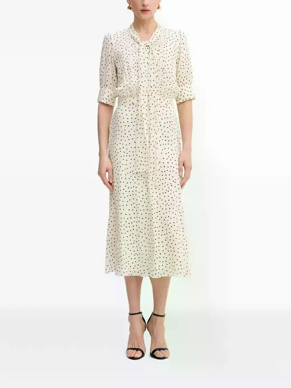 Luisa Spagnoli Polka-dot Tie-neck Midi Dress