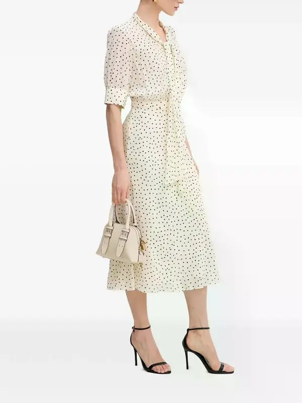 Luisa Spagnoli Polka-dot Tie-neck Midi Dress