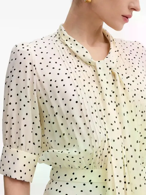 Luisa Spagnoli Polka-dot Tie-neck Midi Dress