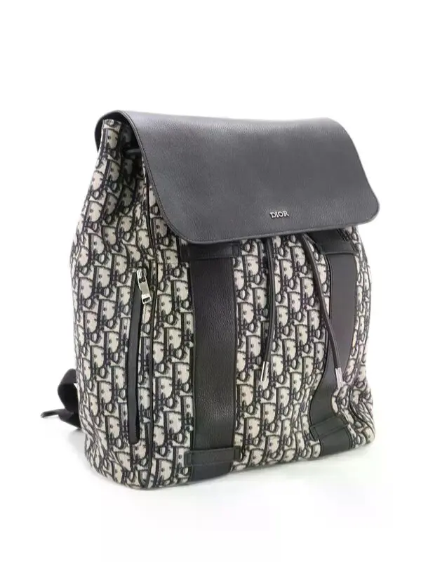 Dior Flap Oblique Canvas And Leather Backpack