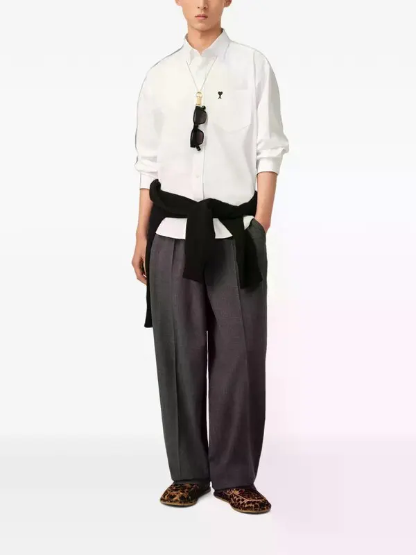 AMI Paris Boxy Cotton Shirt With De Coeur
