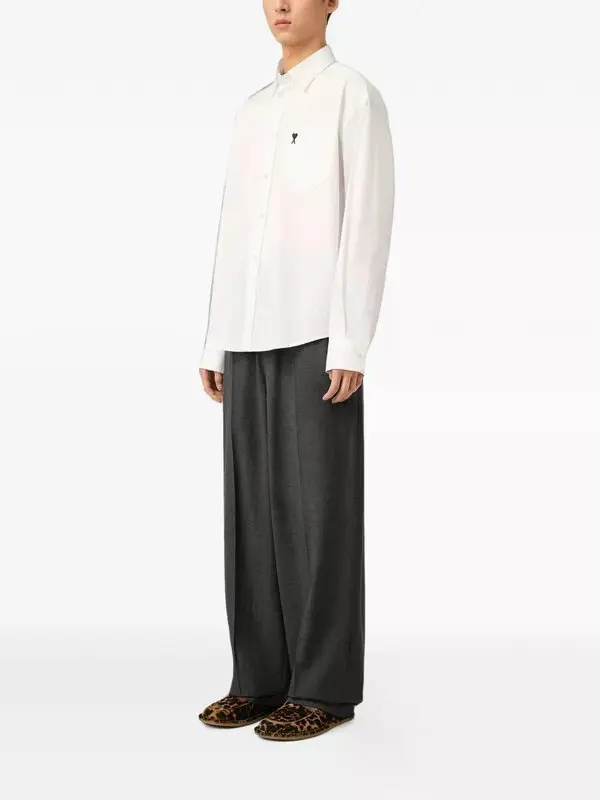 AMI Paris Boxy Cotton Shirt With De Coeur