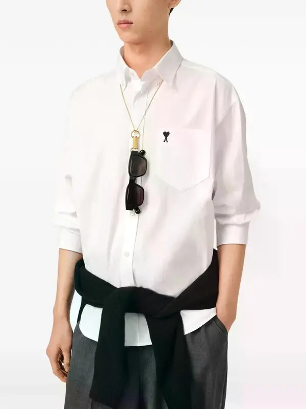 AMI Paris Boxy Cotton Shirt With De Coeur