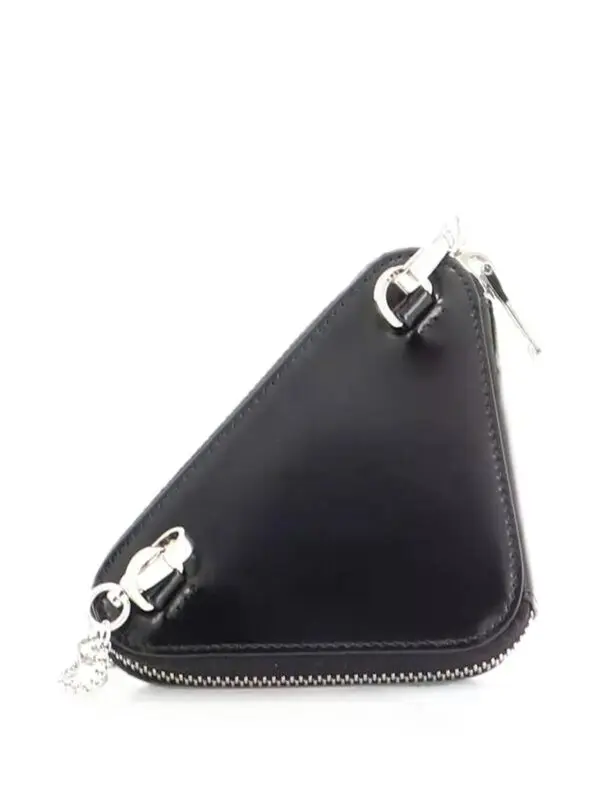 Prada Triangle Pouch Bag With Chain Brushed Leather Mini Crossbody Bag