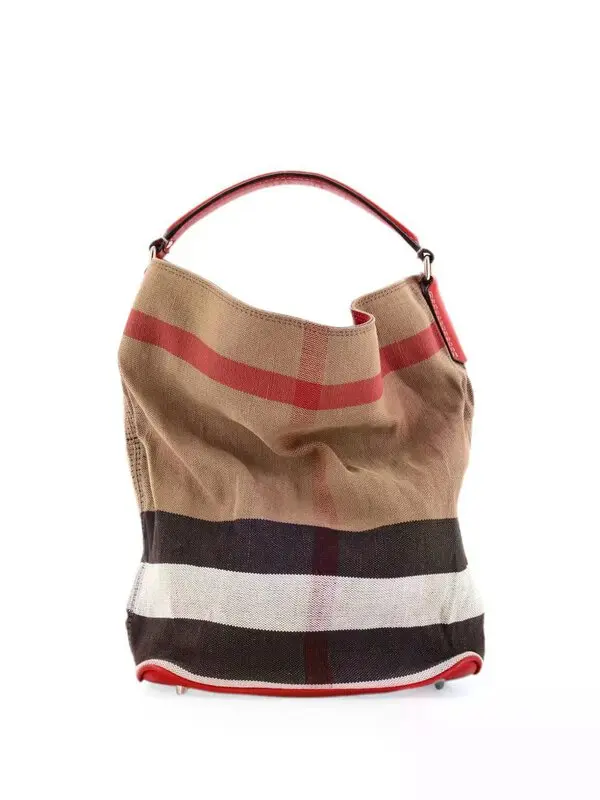 Burberry Ashby Bag House Check Canvas Medium Bucket Bag