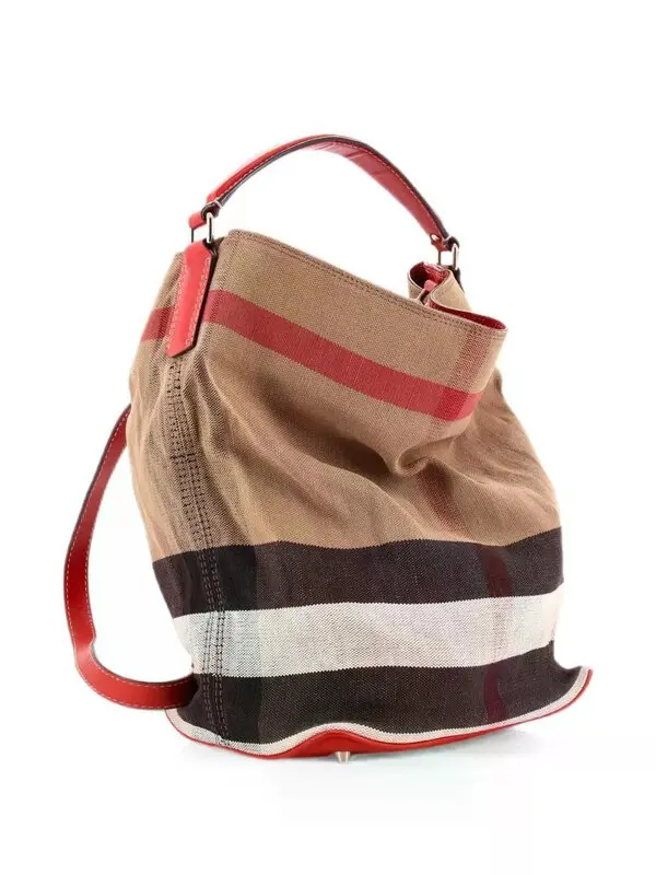 Burberry Ashby Bag House Check Canvas Medium Bucket Bag