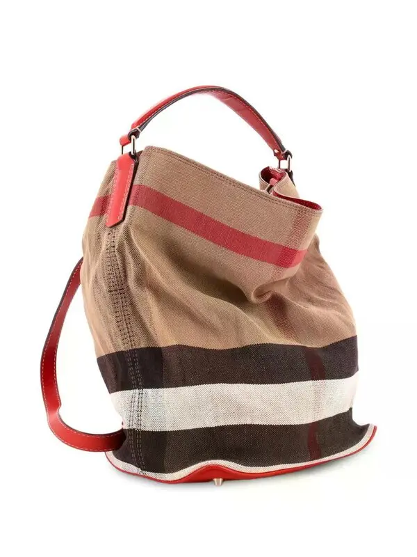 Burberry Ashby House Check Canvas Medium Bucket Bag - Brown