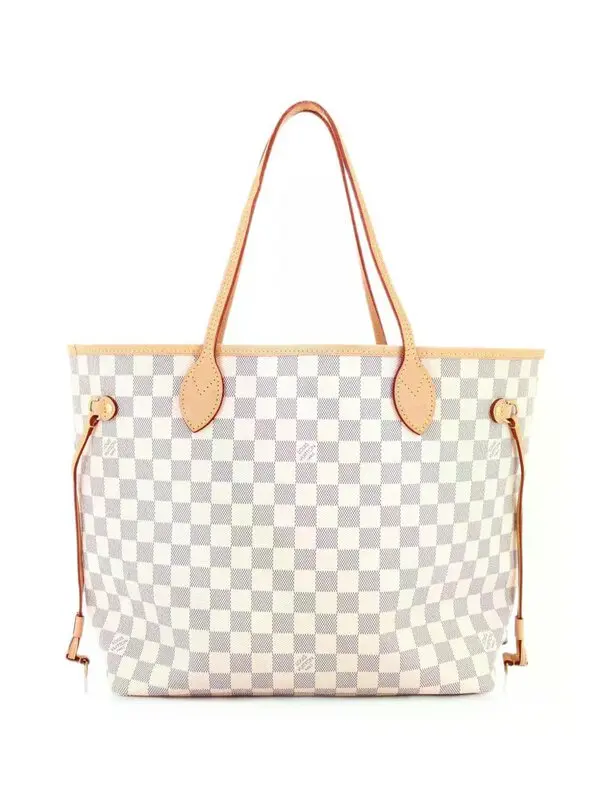 LOUIS VUITTON Damier Neverfull Mm Tote Bag - White