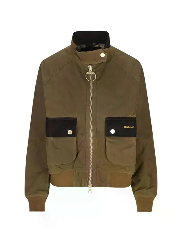 Barbour Long-sleeve Corduroy-collar Zip-up Bomber Jacket - Green