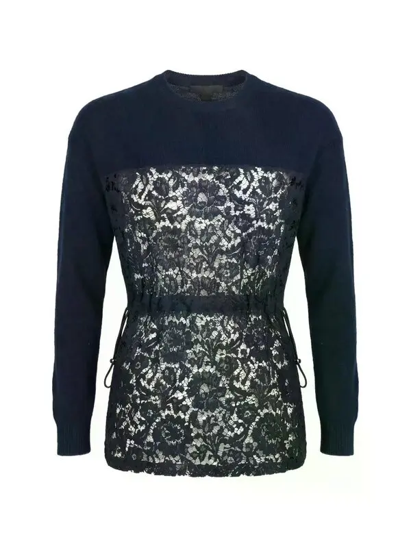 Valentino Garavani Lace Detail Crew Neck Sweater - Blue