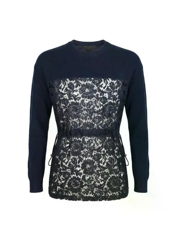 Valentino Garavani Lace Detail Crew Neck Sweater