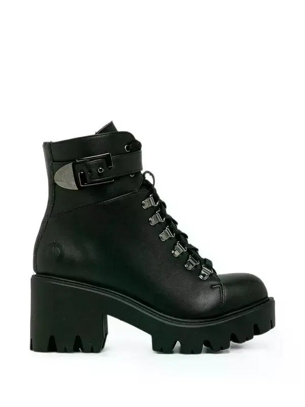 ALTERCORE Enid Buckle-strap Lace-up Boots - Black