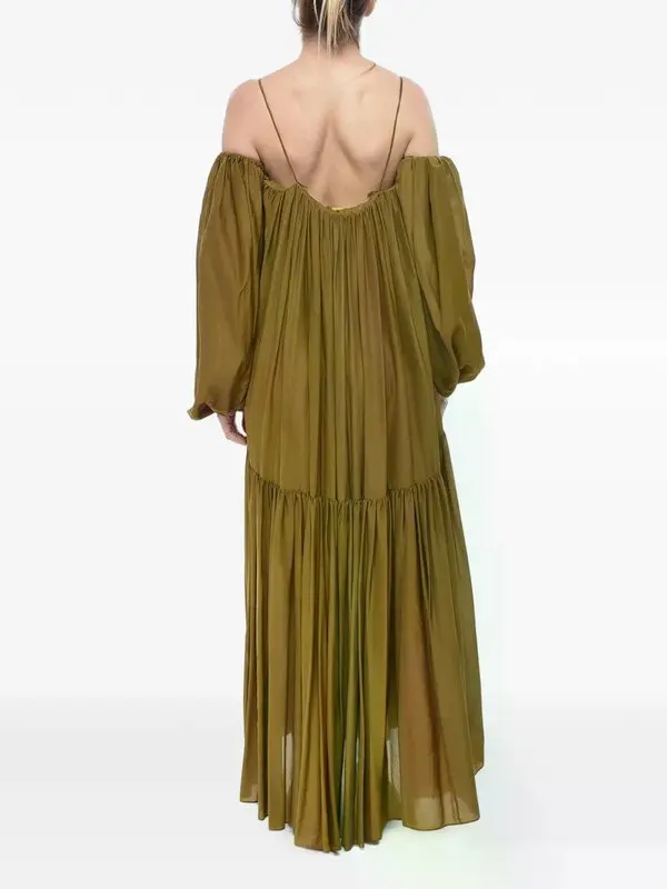 SUPER BLOND Ruffled Puff-sleeve Maxi Dress